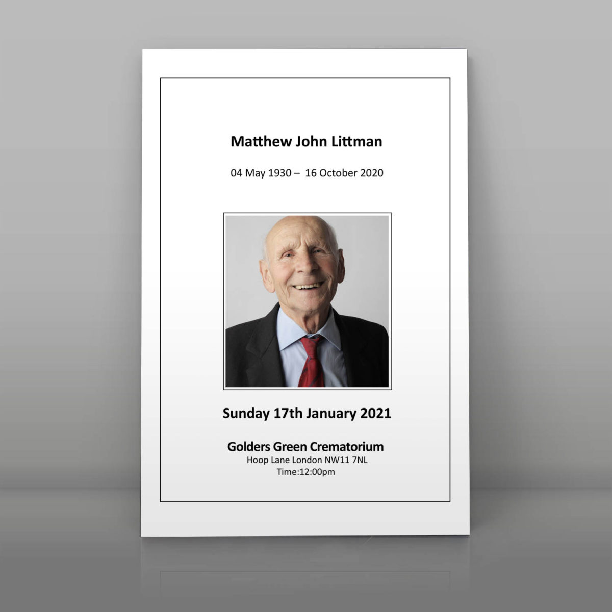 Funeral Booklet, order of service booklet - memories funeral booklets